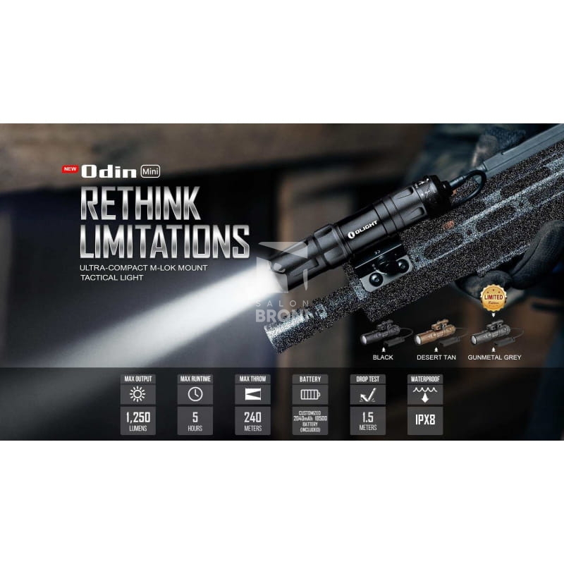 Latarka akumulatorowa, Olight Odin Mini Black, 1250 lm - Salon Broni